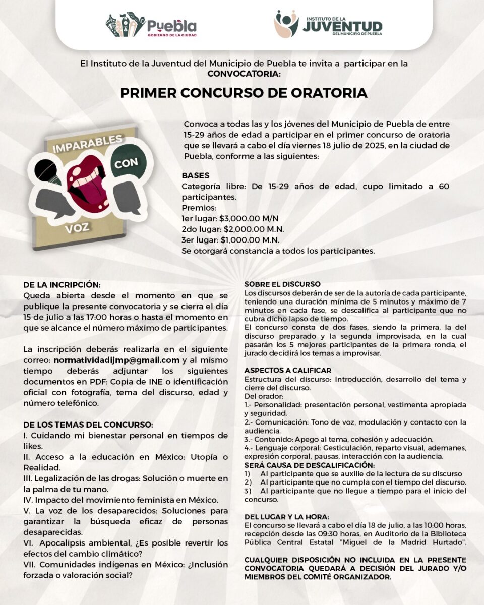 Impulsa IJMP la expresión juvenil con su Primer Concurso de Oratoria ...